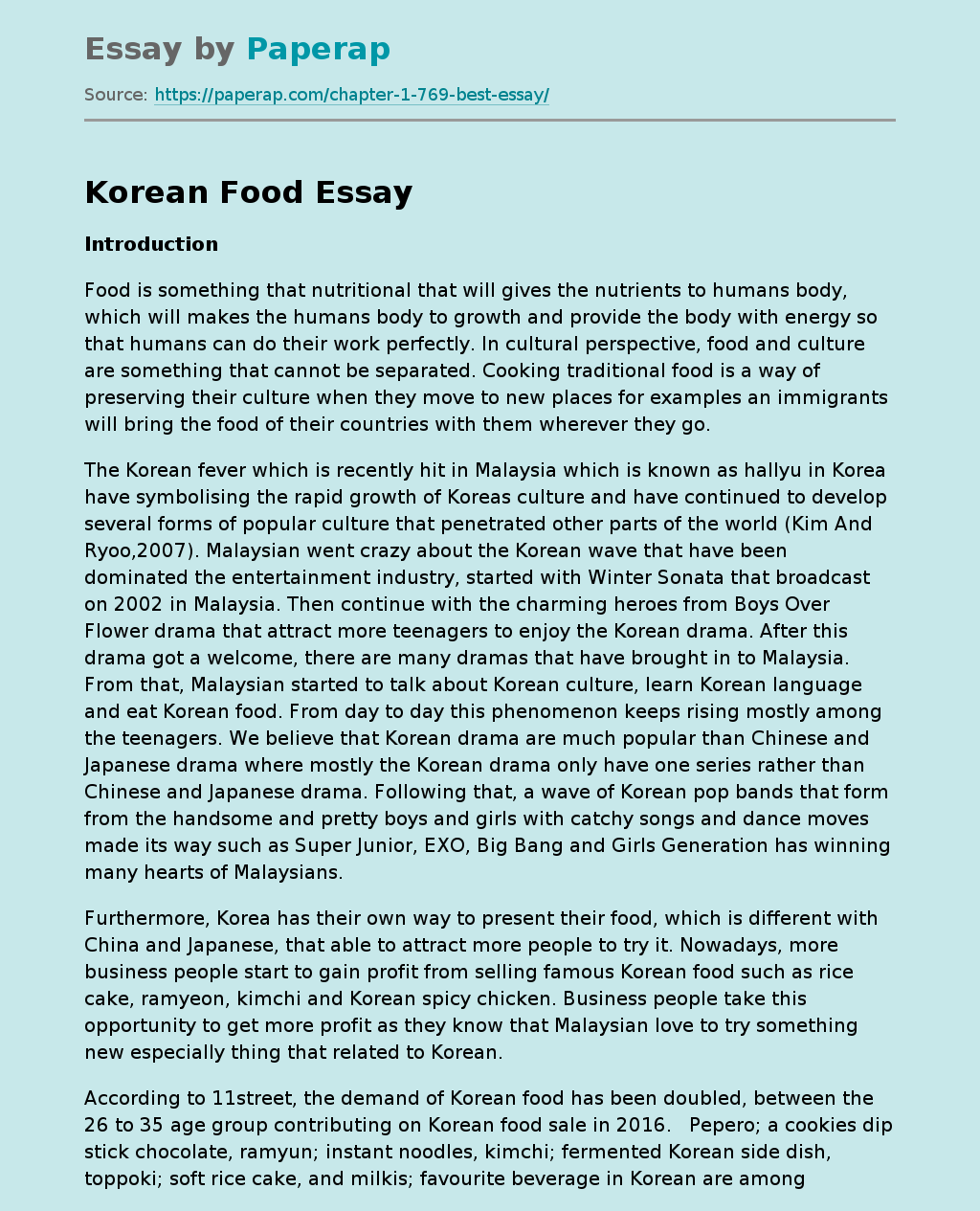The Importance Of Nutritious Food Free Essay Example