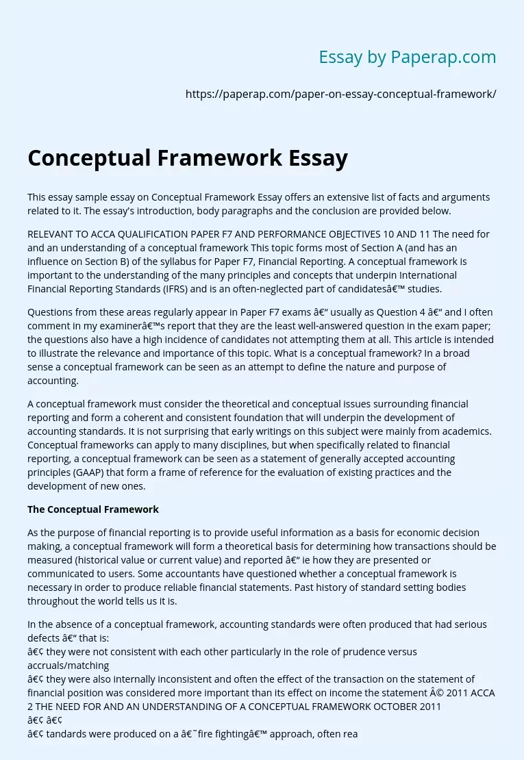 Conceptual Framework Essay Example 200 Words