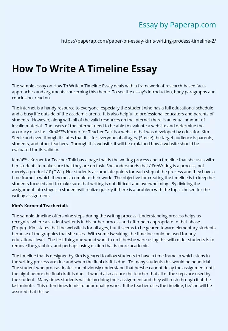 How To Write A Timeline Essay Example