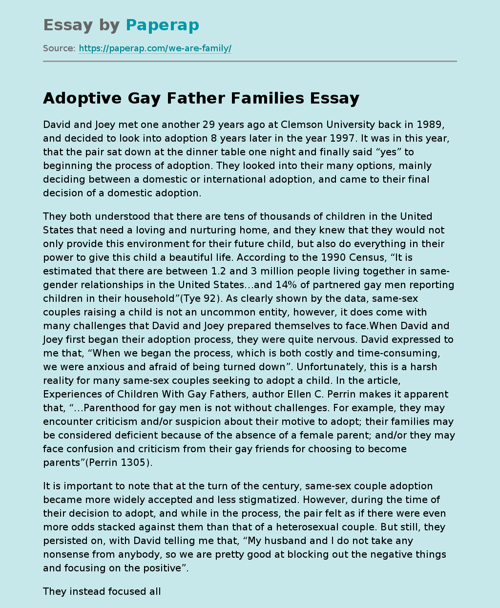 Adoptive Gay Father Families Free Essay Example